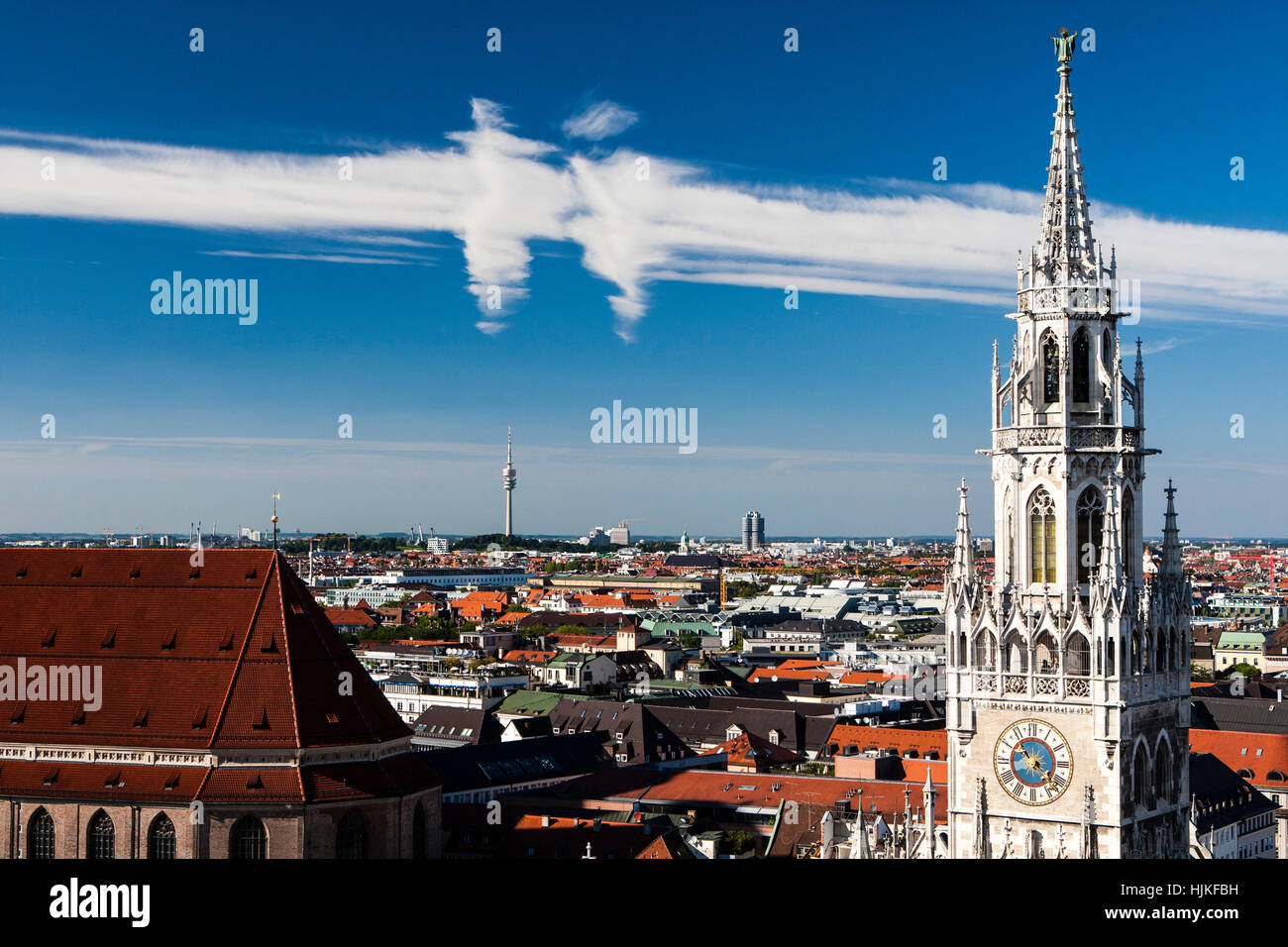 panoramic view over munich's rooftops to the television tower Stock ...