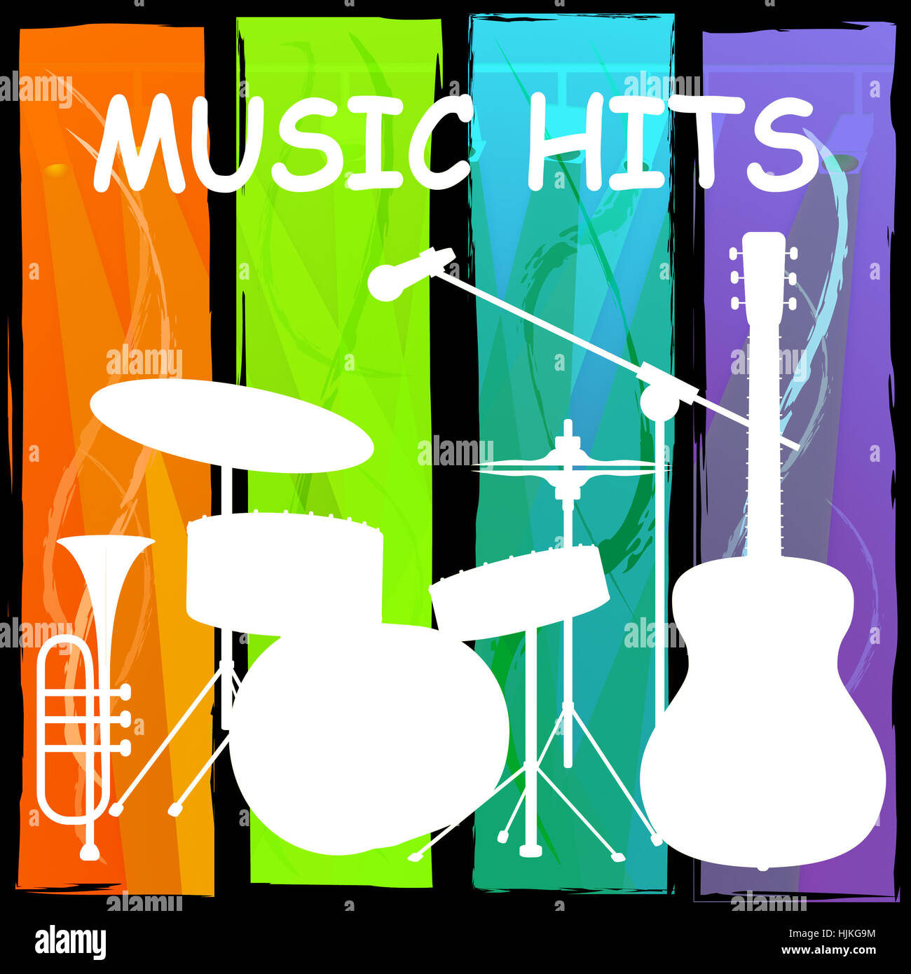 Music Hits Drum Kit Showing Sound Track And Rating Stock Photo - Alamy
