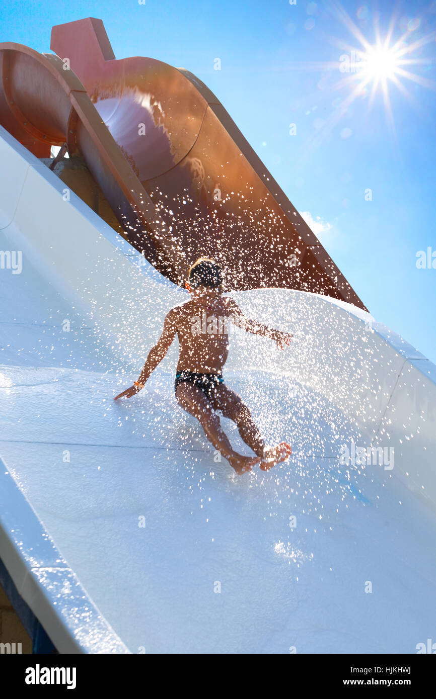 Children water park slide down hi-res stock photography and images - Alamy