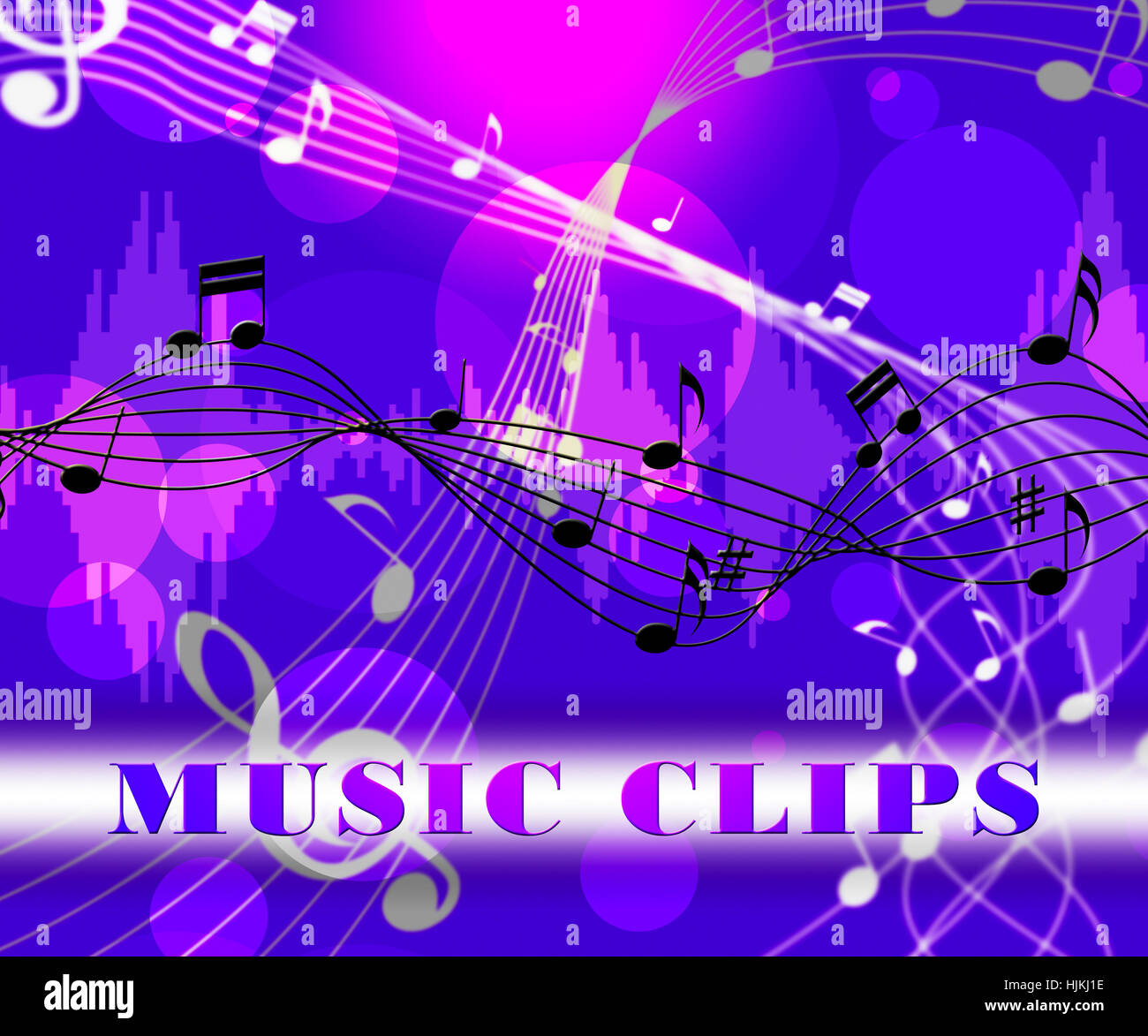 Music Clips Floating Notes Means Soundtrack Or Song Samples Stock Photo ...