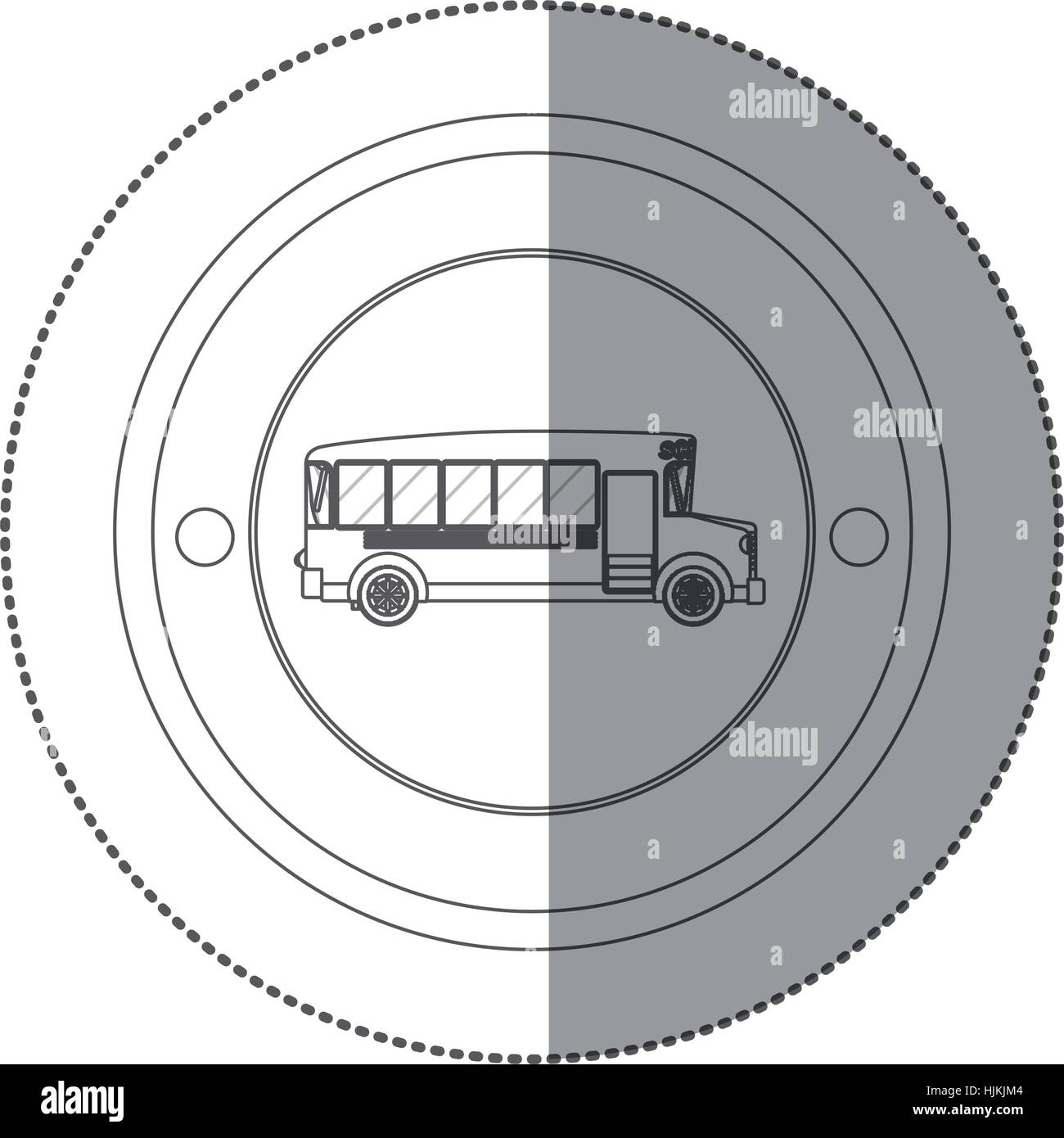 silhouette sticker with circular shape with school bus vector ...