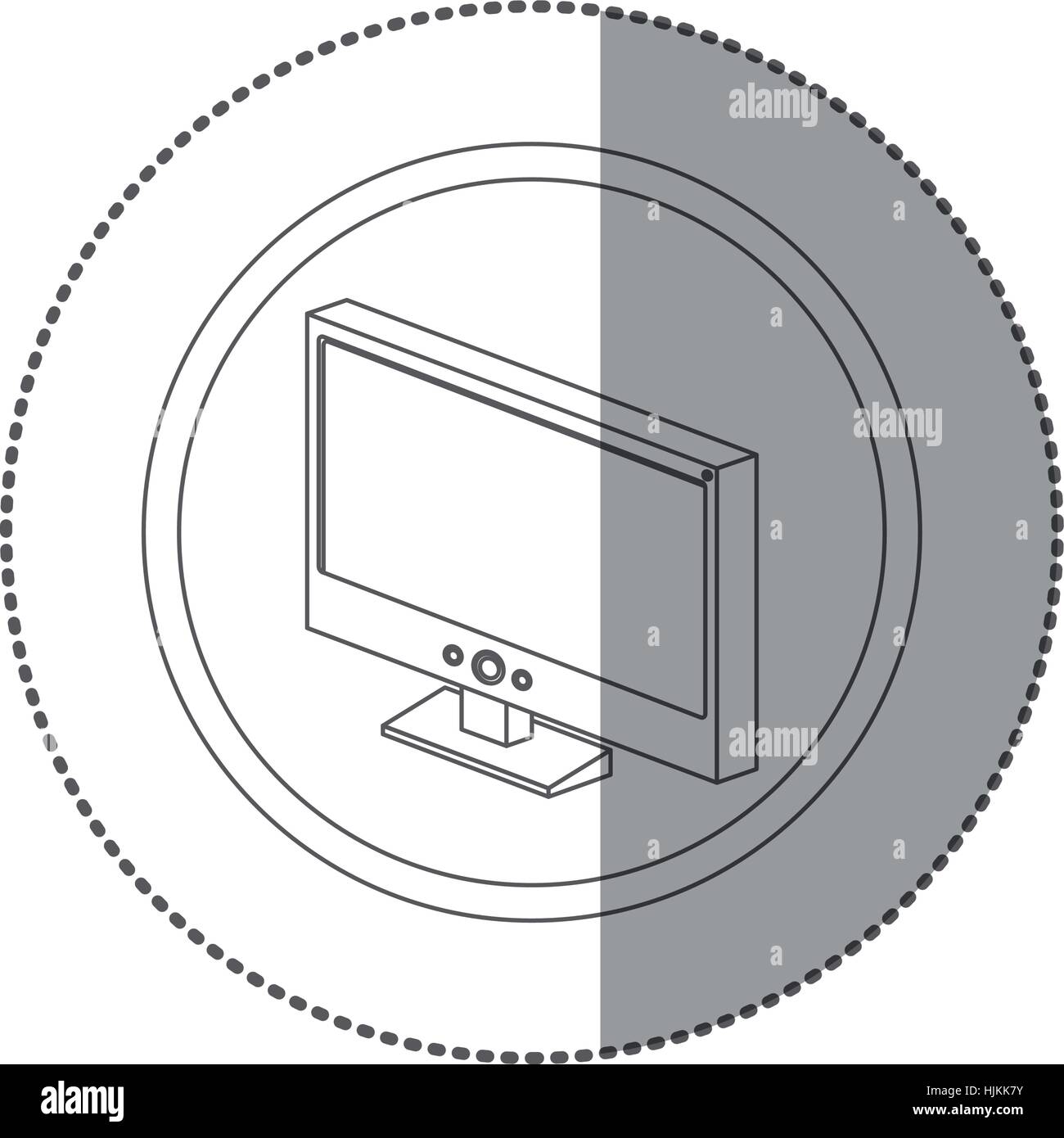 silhouette sticker with circular shape of tech screen computer vector ...