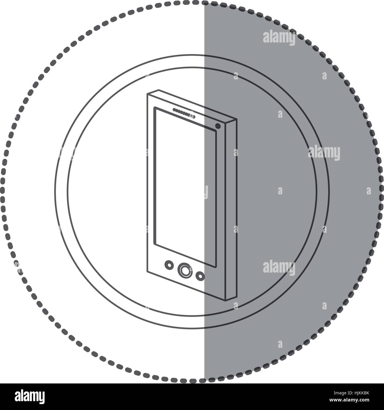 silhouette sticker with circular shape of smartphone vector ...