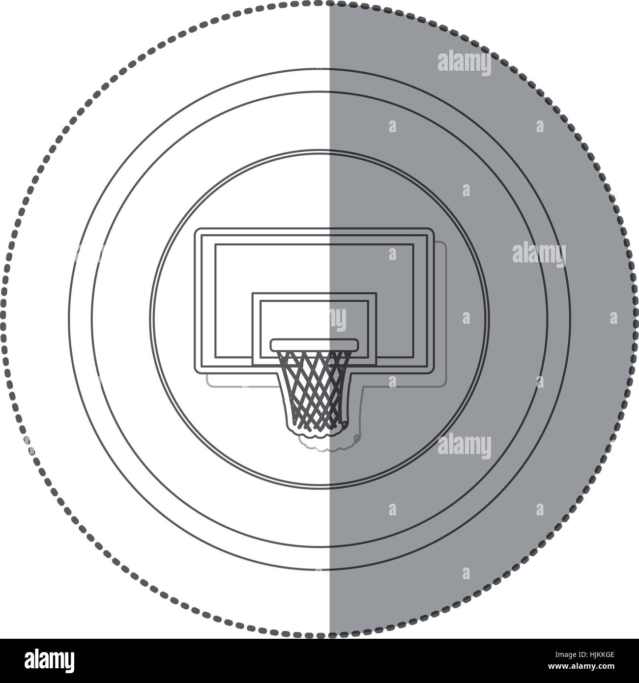 silhouette sticker with circular shape of square basketball hoop vector ...