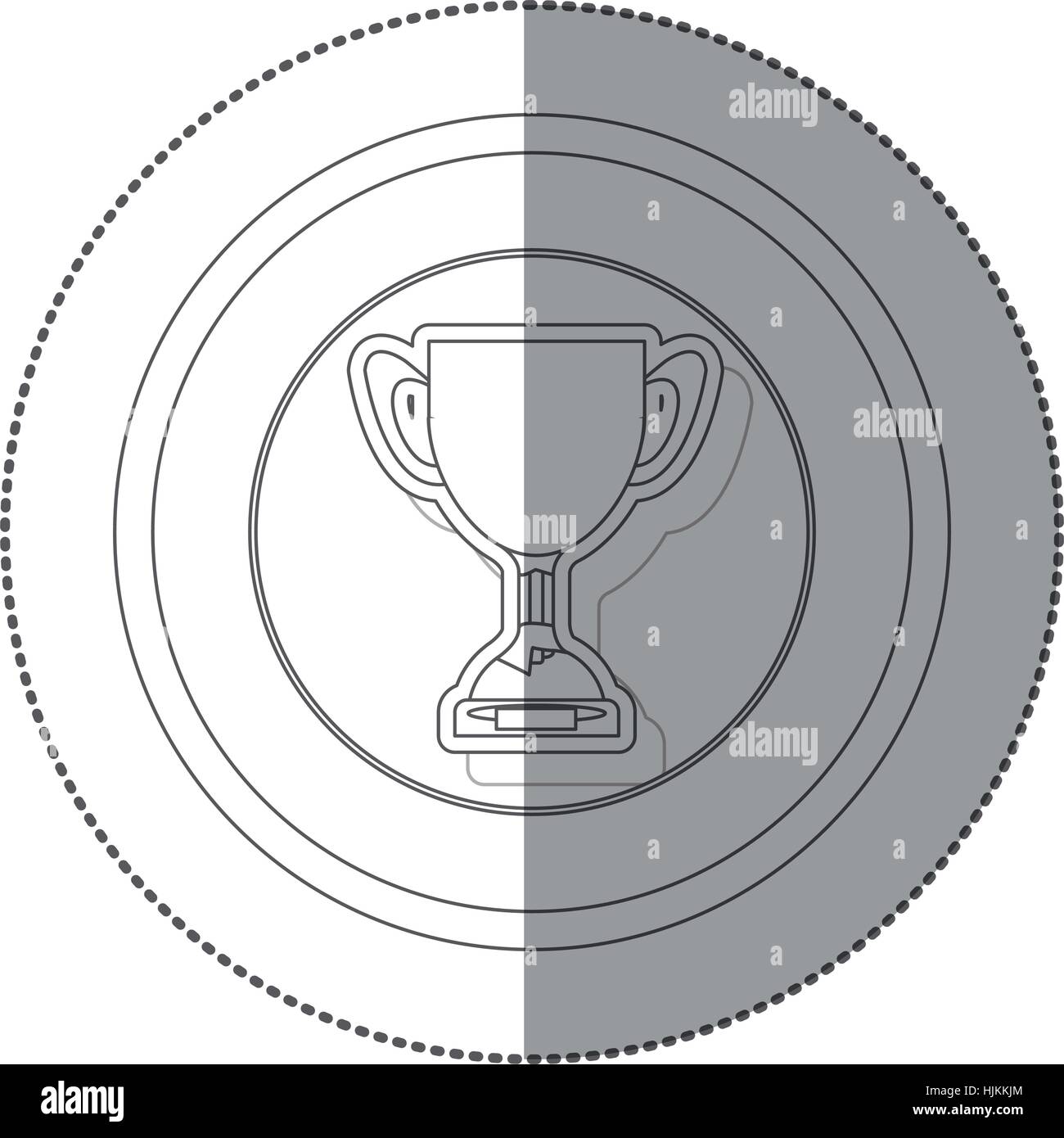 silhouette sticker with circular shape of trophy cup with plate vector ...