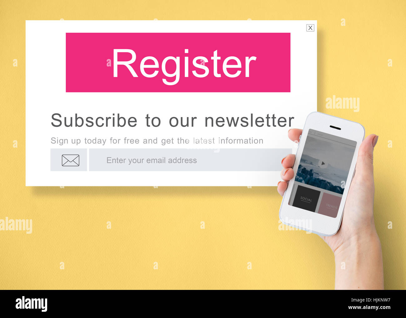 Join Us Register Newsletter Concept Stock Photo - Alamy