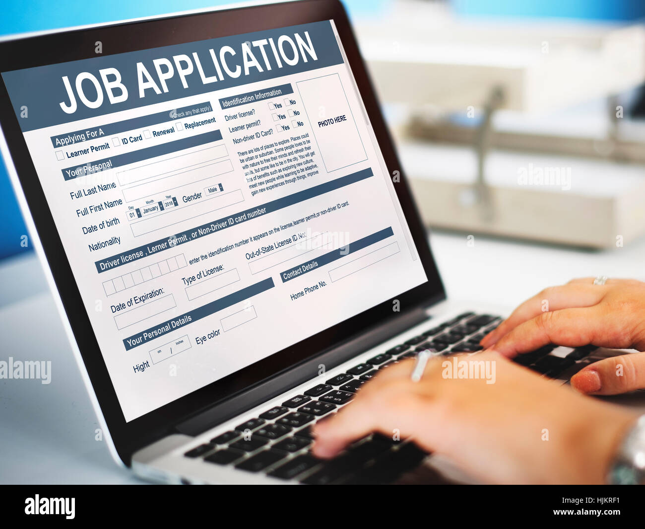 Job Application Hiring Document Form Concept Stock Photo - Alamy