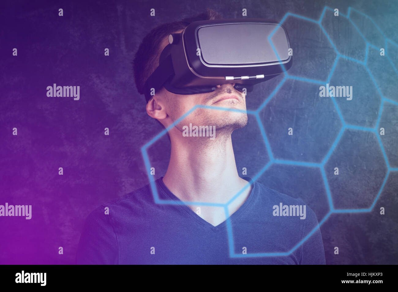 Man using VR goggles Stock Photo - Alamy
