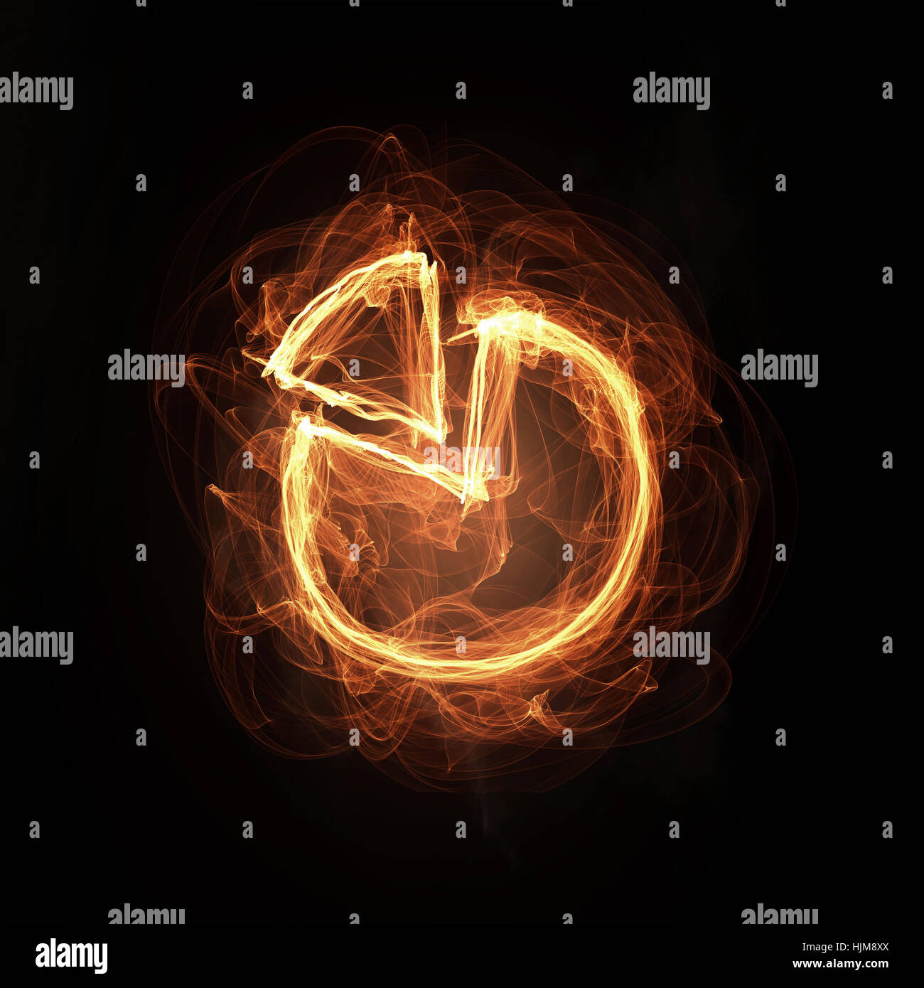 Fire glowing graph pie sign on dark background Stock Photo - Alamy