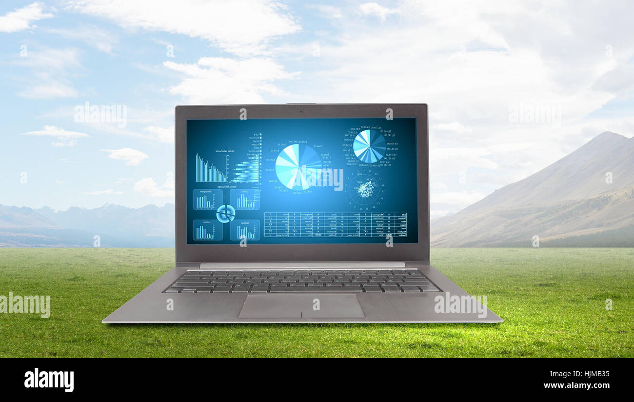 Business graphs chart laptop hi-res stock photography and images - Alamy