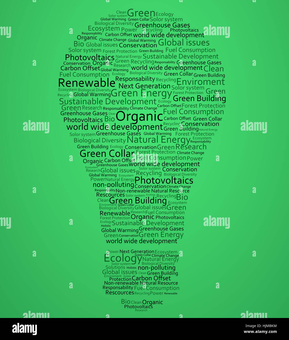 Words forming a light bulb on green background Stock Photo - Alamy