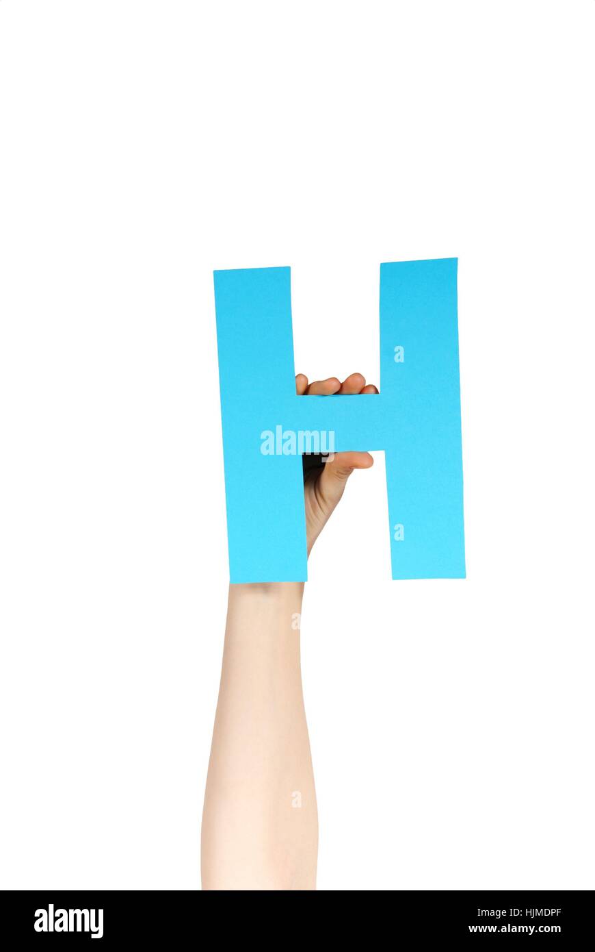 the letter H, hold by a hand, isolated Stock Photo - Alamy