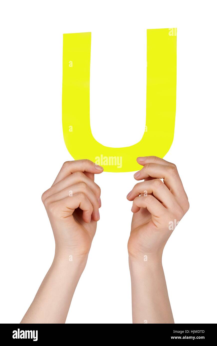 the letter U, hold by hands, isolated Stock Photo - Alamy