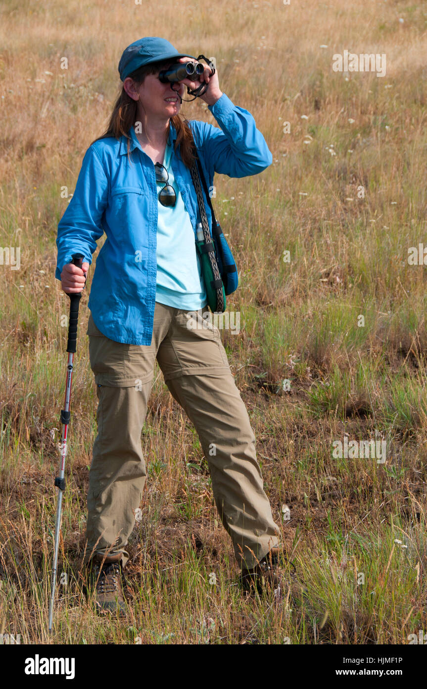 Birding along Horned Lark Trail, Zumwalt Prairie Preserve, Oregon Stock ...
