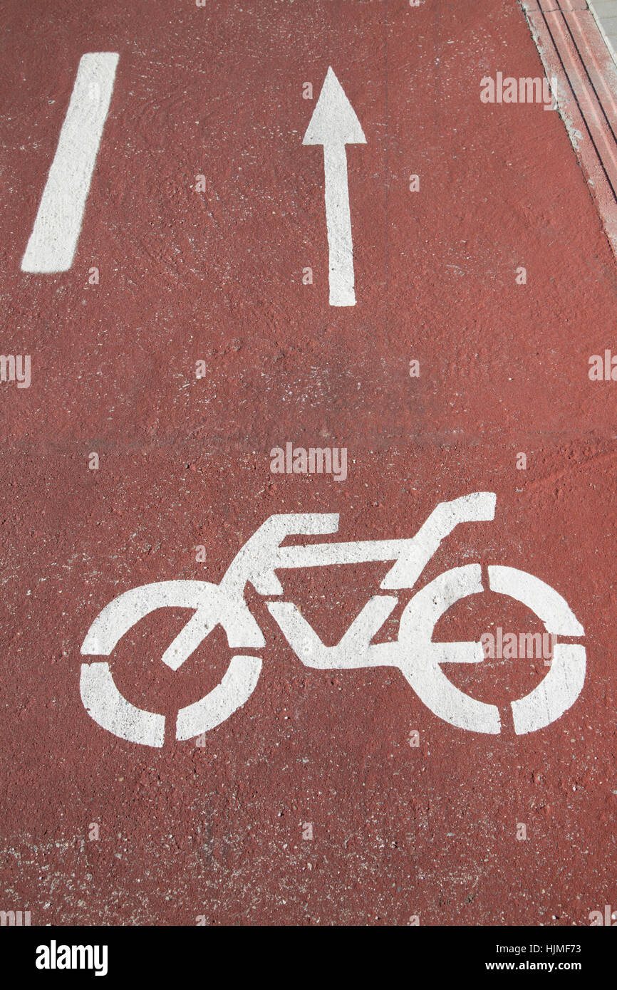 Bike Lane Symbol on Road Surface Stock Photo - Alamy