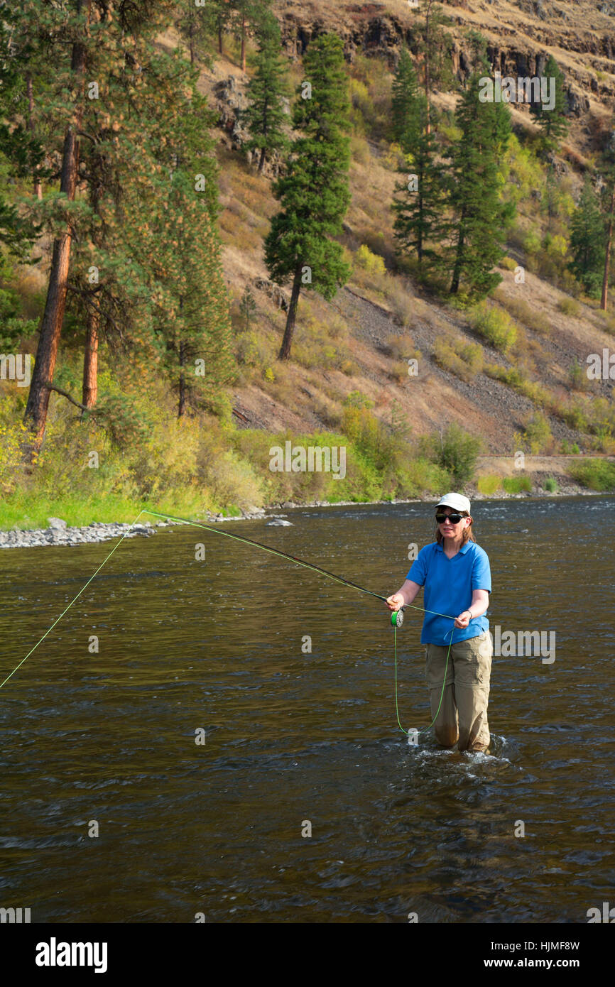 Flyfishing the Wallowa River, Minam State Park, Oregon Stock Photo - Alamy