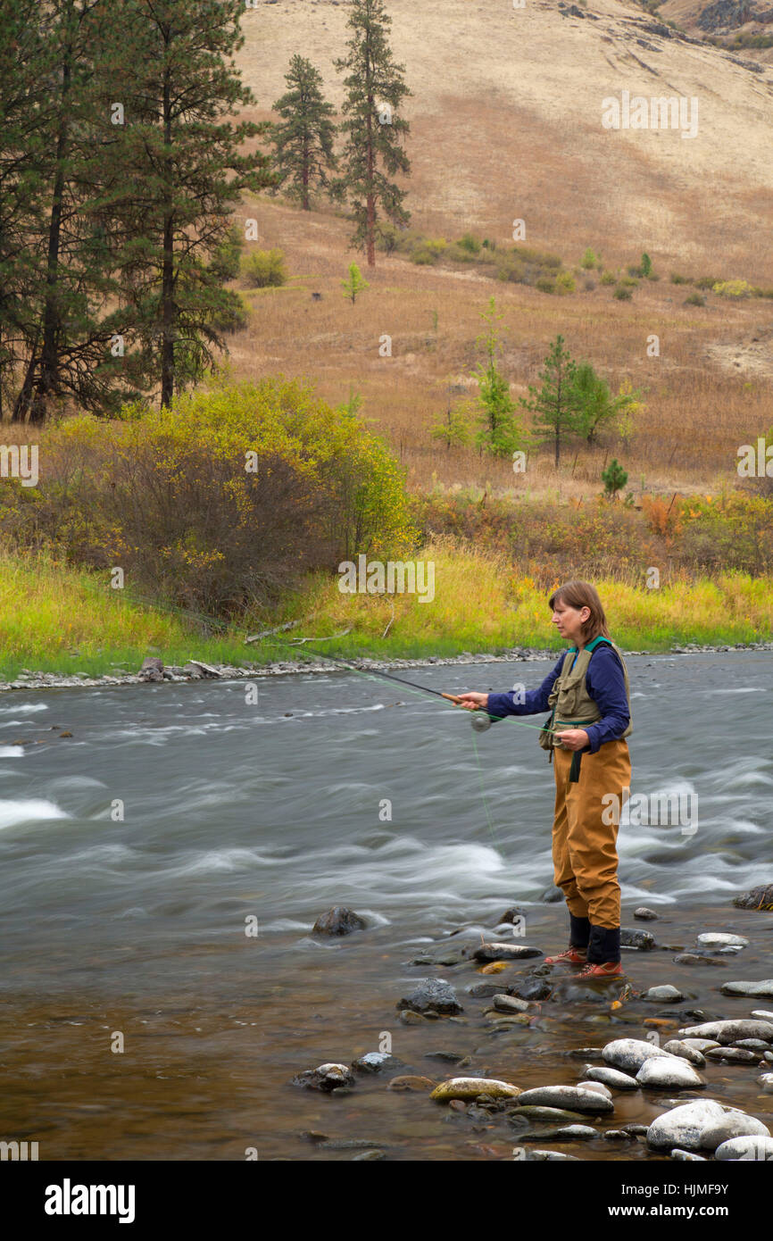 Flyfishing the Wallowa River, Minam State Park, Oregon Stock Photo - Alamy