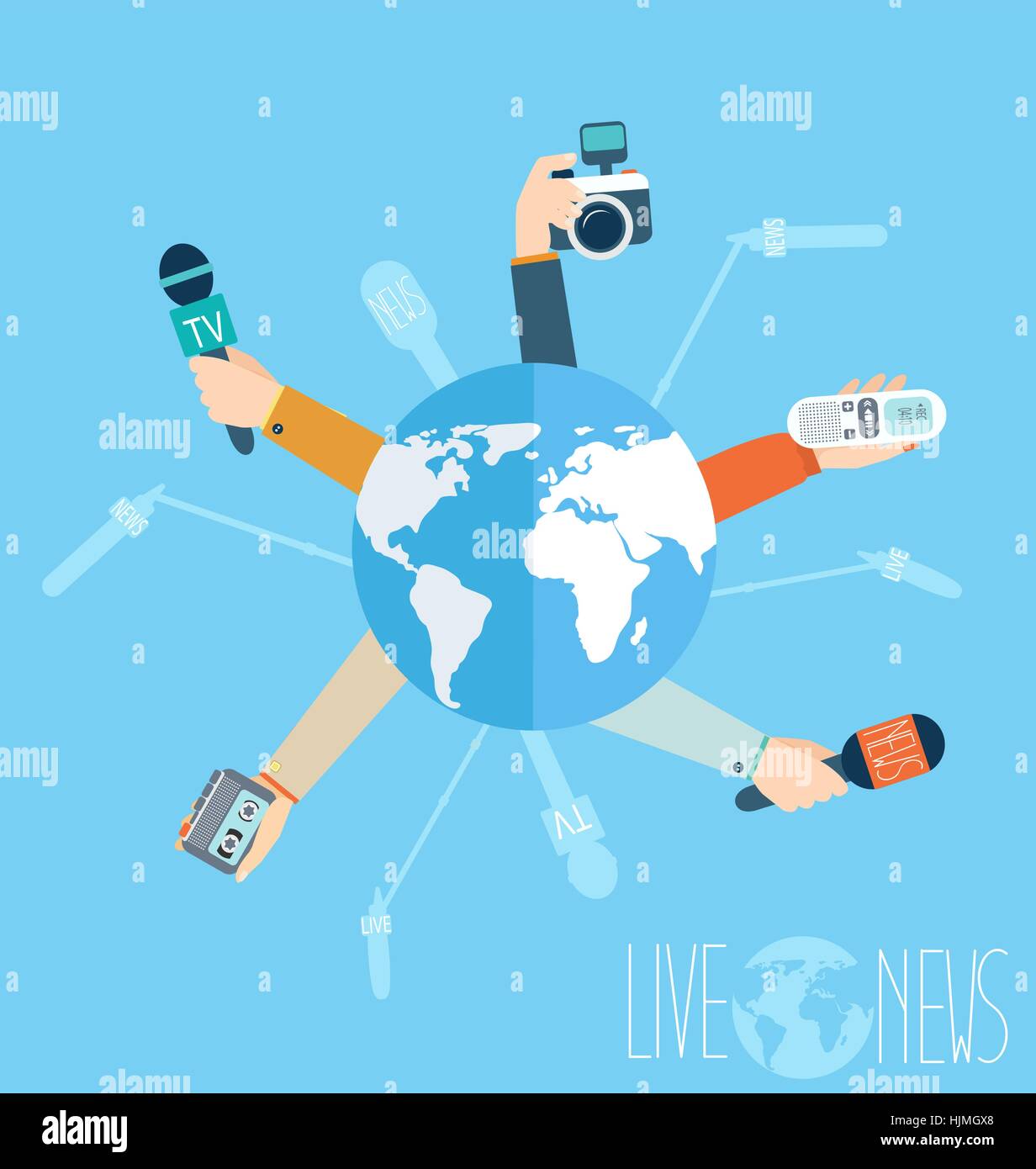 Journalism Concept Vector Illustration In Flat Stylevector Live Report Concept Live News