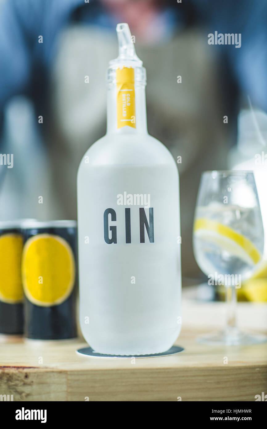 Bottle of gin in distillery Stock Photo - Alamy