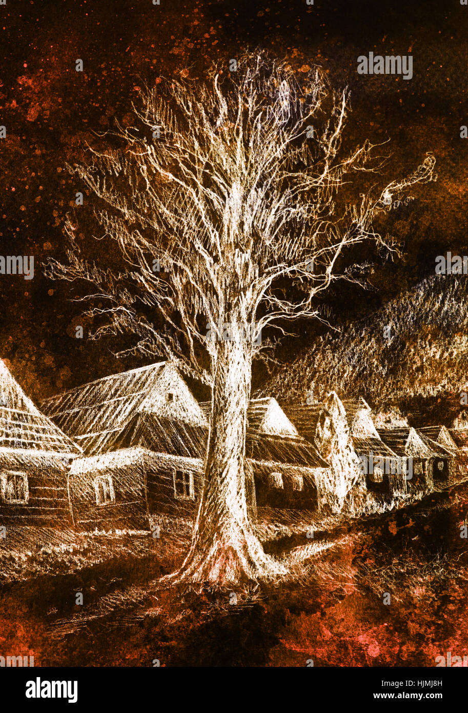 Abstract Tree Pencil Drawings