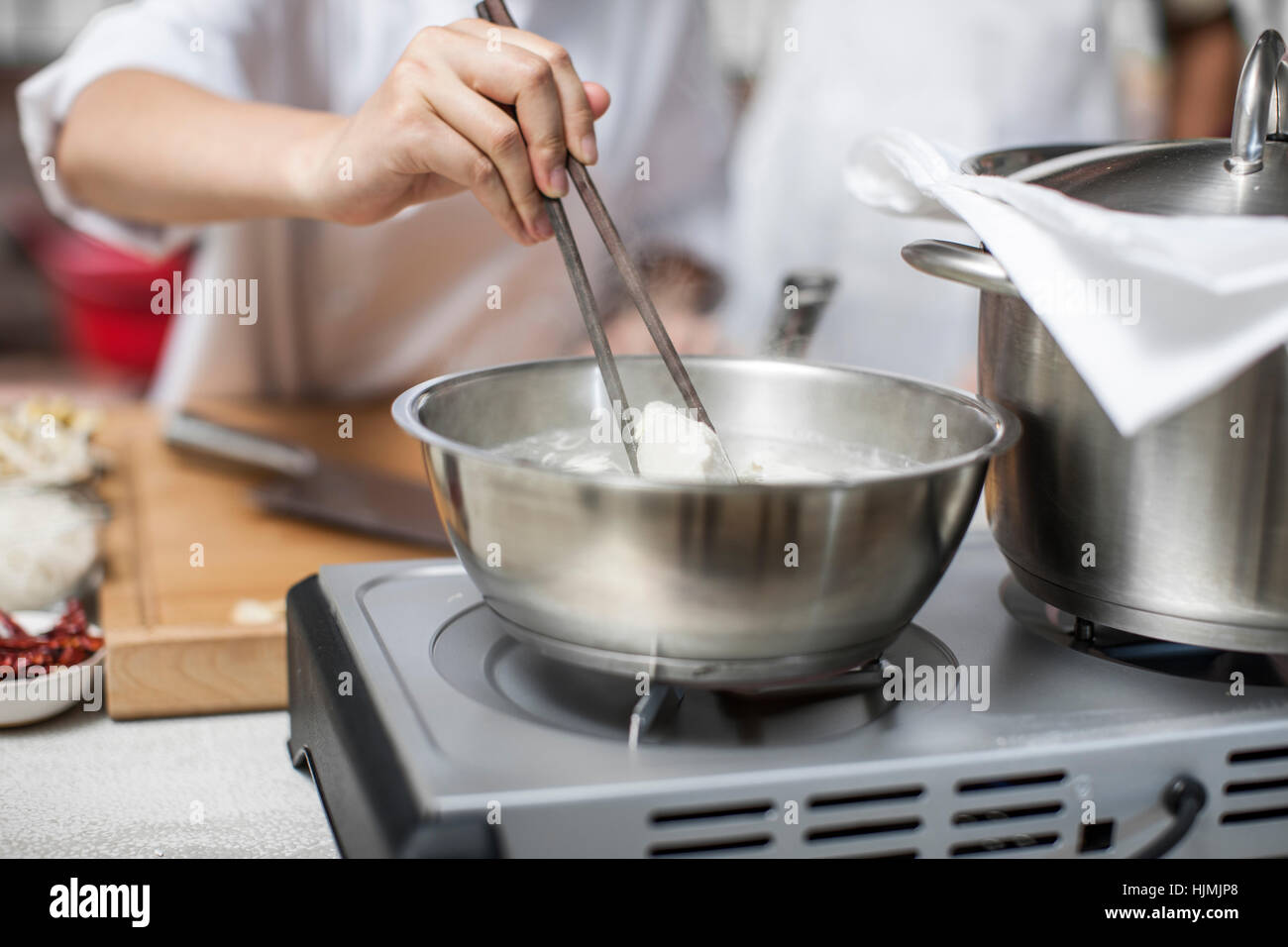 Chef preparing dim sum in cooking course Stock Photo - Alamy