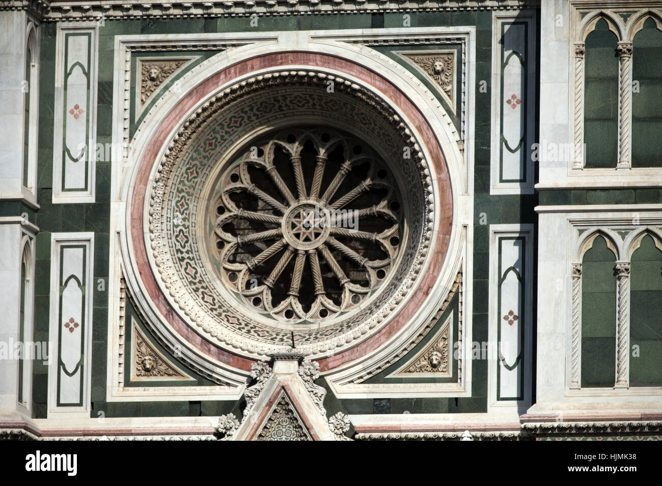 cathedral, facade, florence, rose window, detail, religion, church, art ...