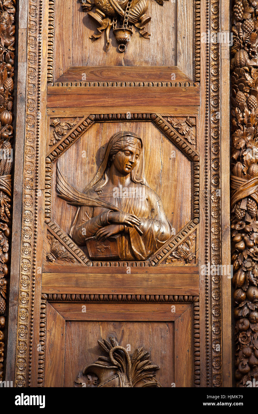 church, door, tuscany, florence, wooden, italy, religion, church, art ...
