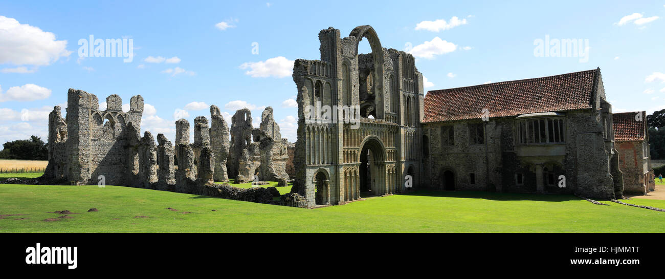 Summertime view of the ruins of Castle Acre Priory, Castle Acre village ...