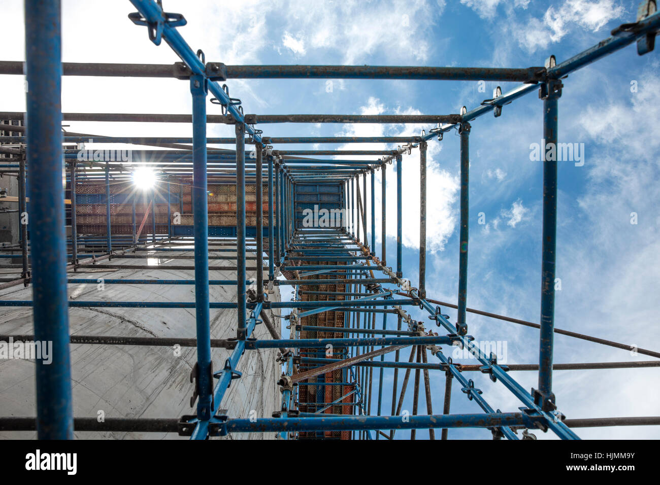 Scaffold on construction site, view from below Stock Photo - Alamy