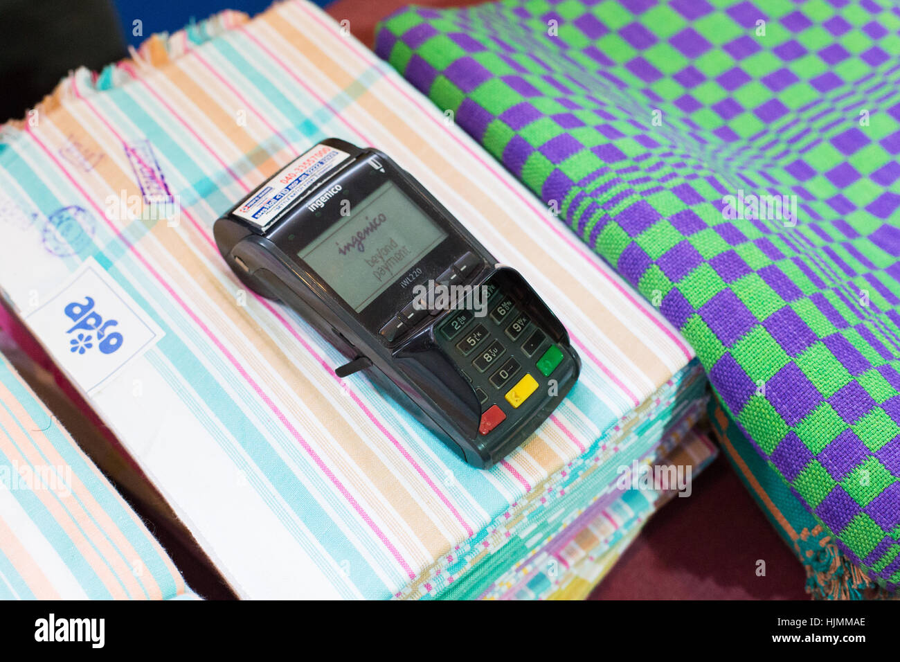 HYDERABAD, INDIA - JAN 19,2017 A mobile credit card reader at a vendor ...
