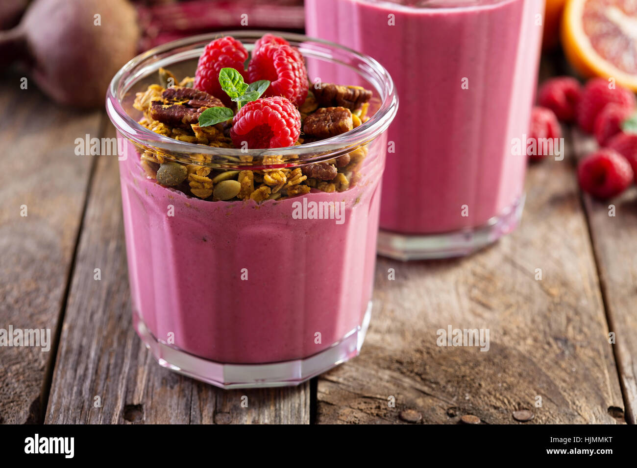 Healthy beetroot and raspberry smoothie Stock Photo - Alamy