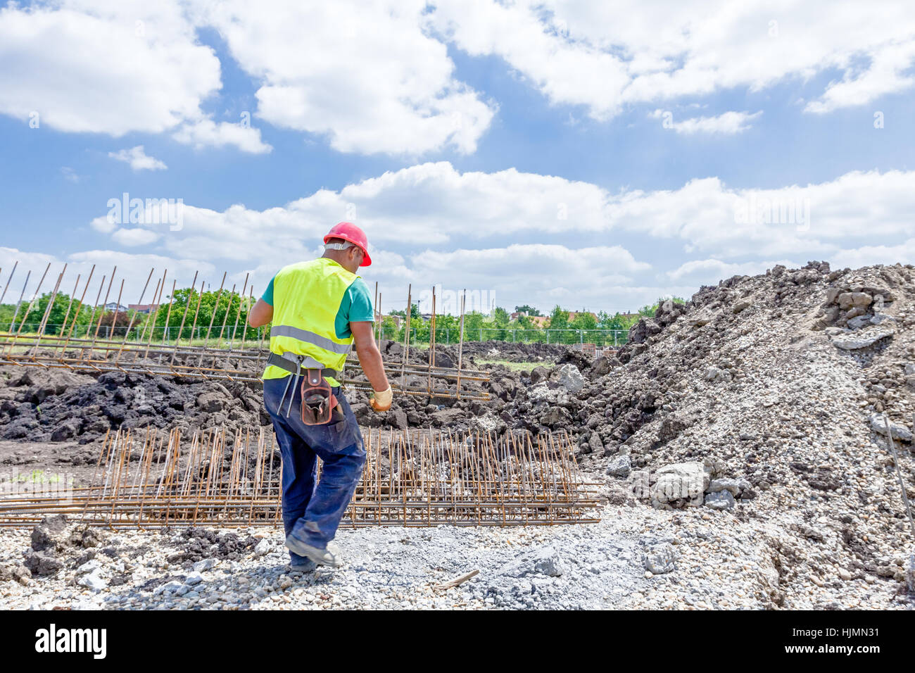 View on team of construction workers who are transfer a newly ...