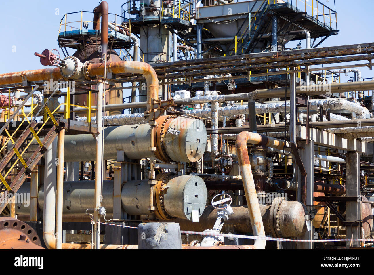 Part of refinery tower for making gasoline Stock Photo - Alamy