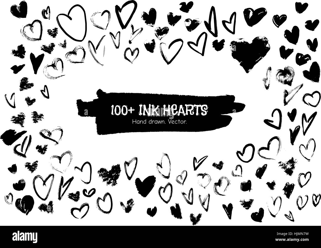 Love hand lettering hearts Black and White Stock Photos & Images - Alamy