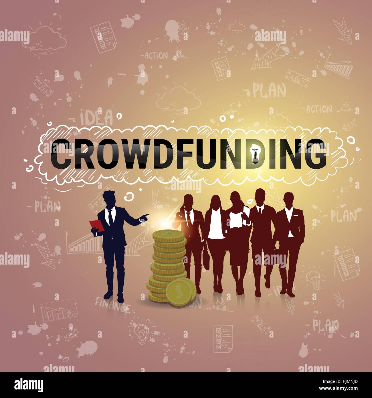 Business People Group Investment Money Investor Crowd Funding Web ...