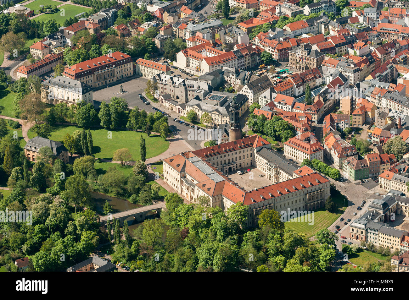 Germany, Weimar, aerial view of the old town with castle Stock Photo ...