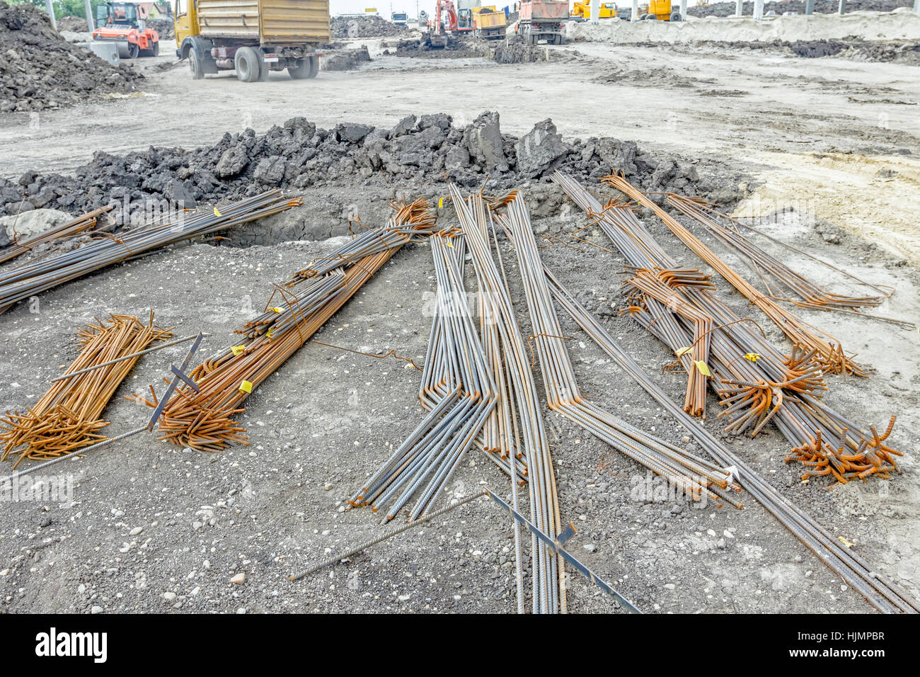Steel bars stacked for construction, classified by the bending shape at ...