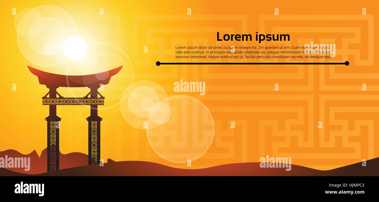 Chinese Traditional Abstract Buildings Asian Landscape Banner Stock ...