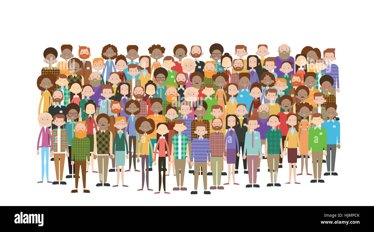 Group of Business People Big Crowd Businesspeople Mix Ethnic Diverse ...