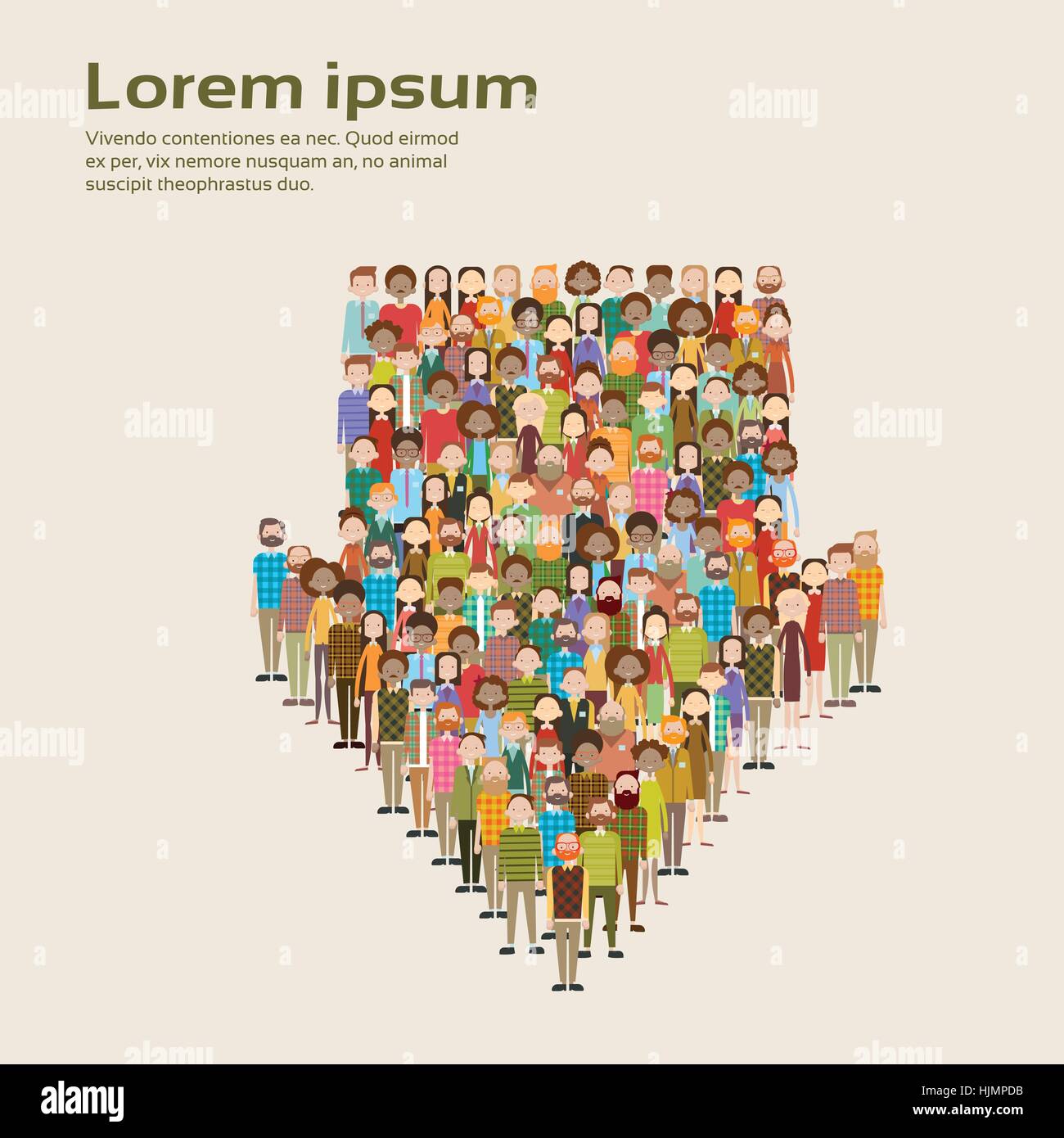 Group of Business People Arrow Big Crowd Businesspeople Mix Ethnic ...