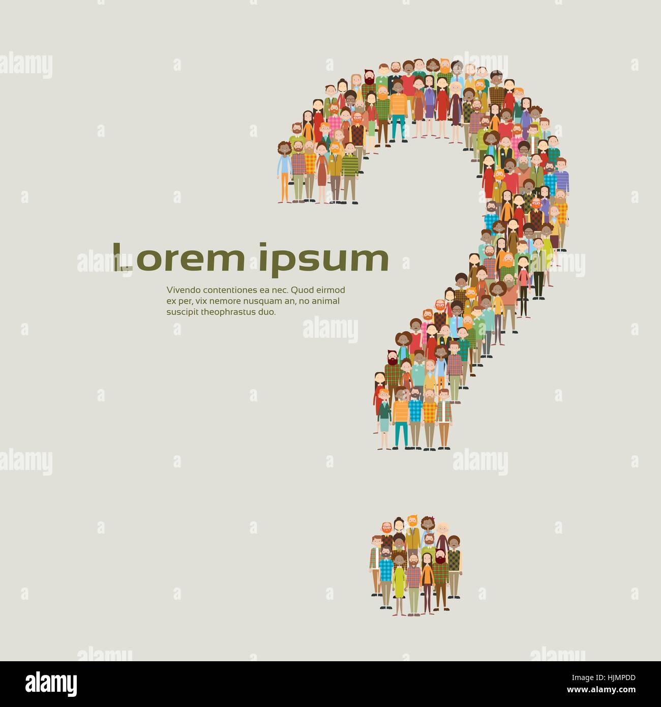 Group of Business People Question Mark Big Crowd Businesspeople Mix ...