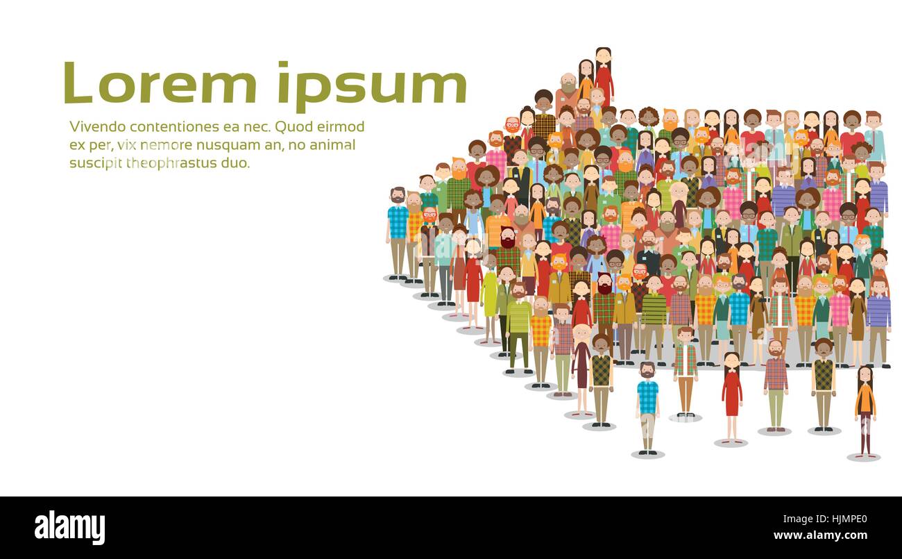 Group of Business People Arrow Big Crowd Businesspeople Mix Ethnic ...