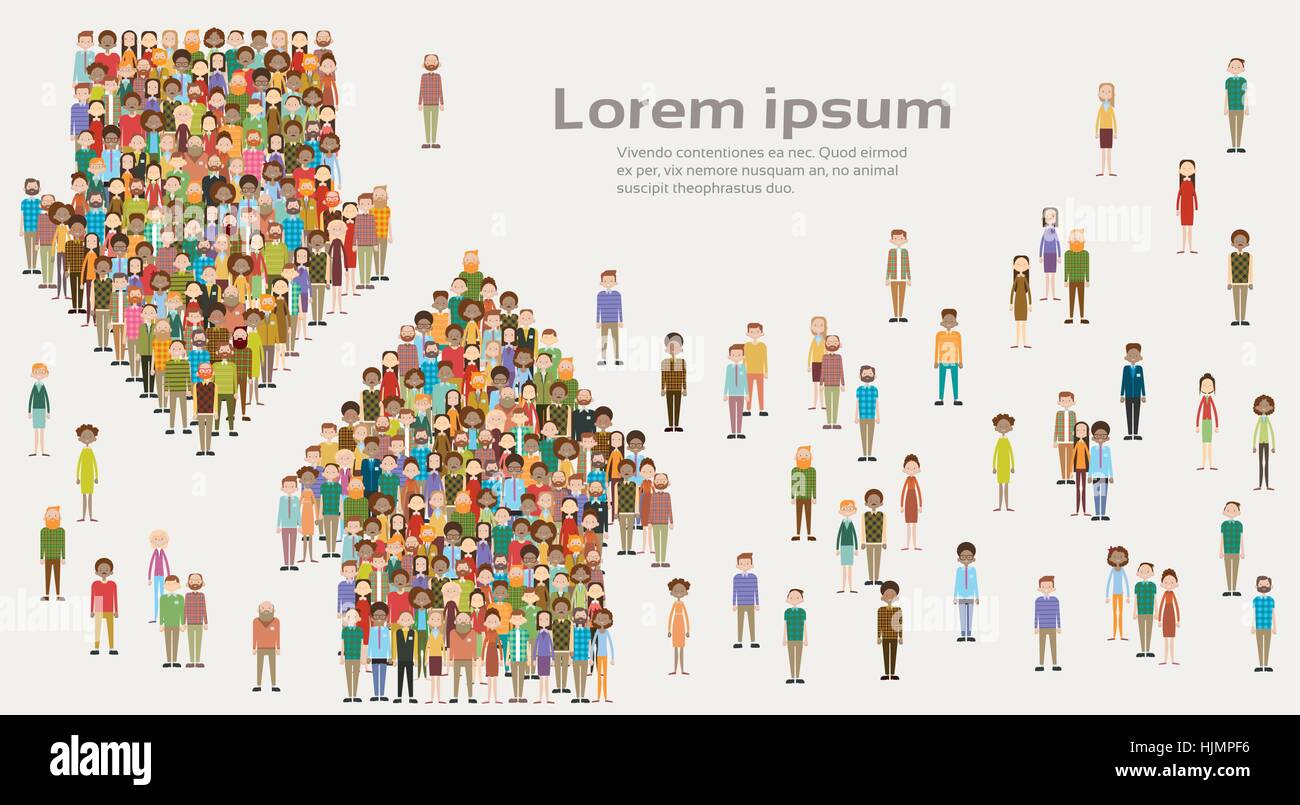 Group of Business People Arrow Big Crowd Businesspeople Mix Ethnic ...