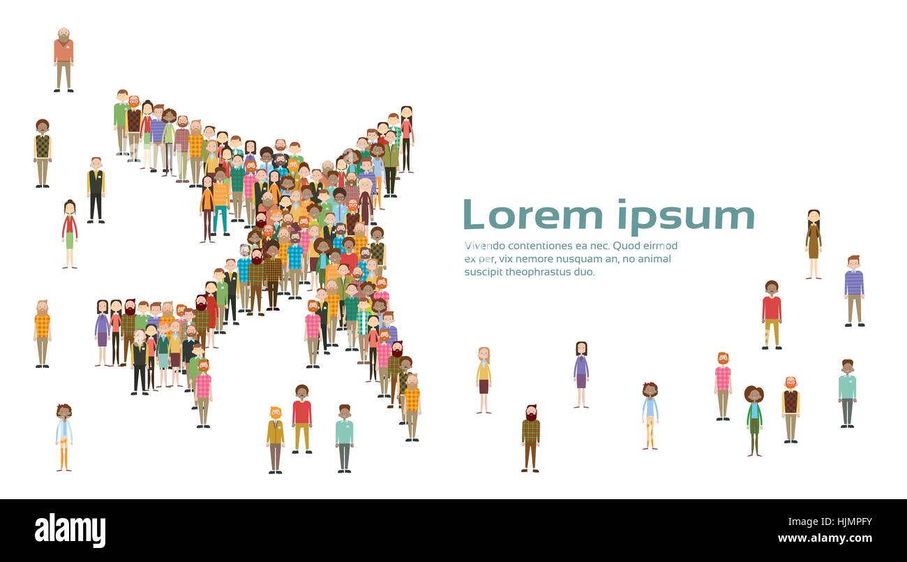 Group of Business People Airplane Shape Big Crowd Businesspeople Mix ...