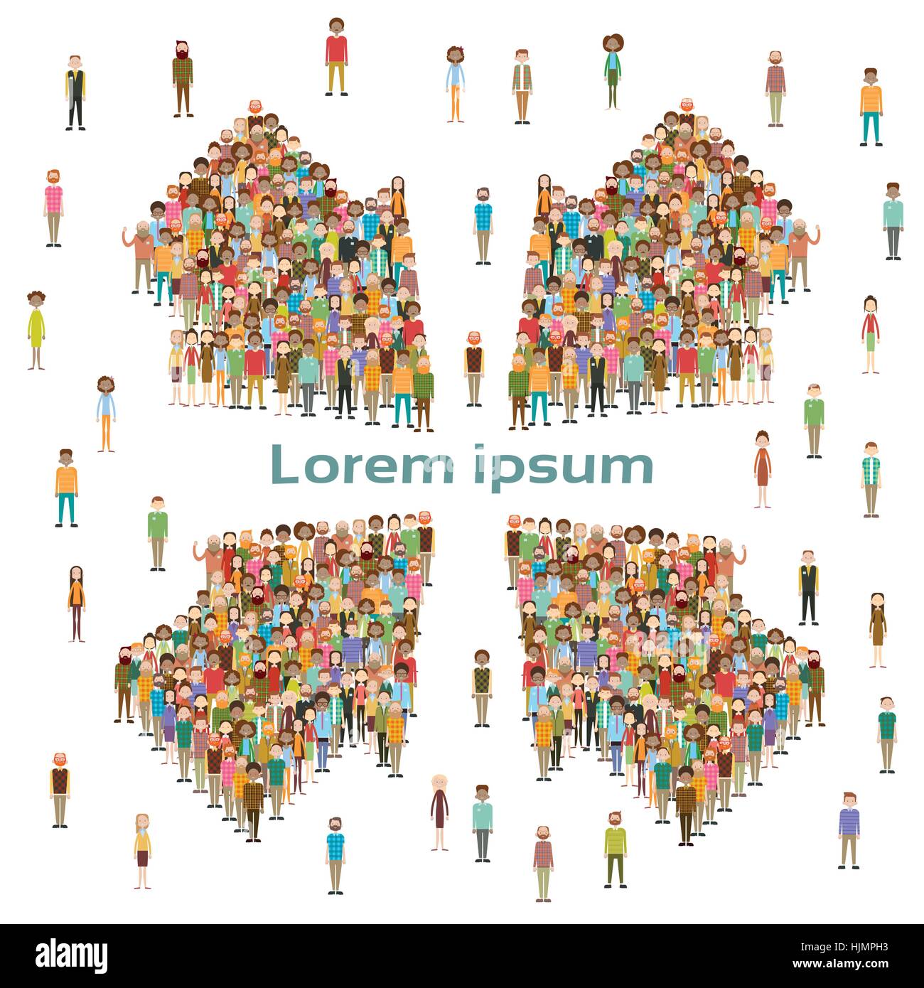 Group of Business People Arrow Big Crowd Businesspeople Mix Ethnic ...