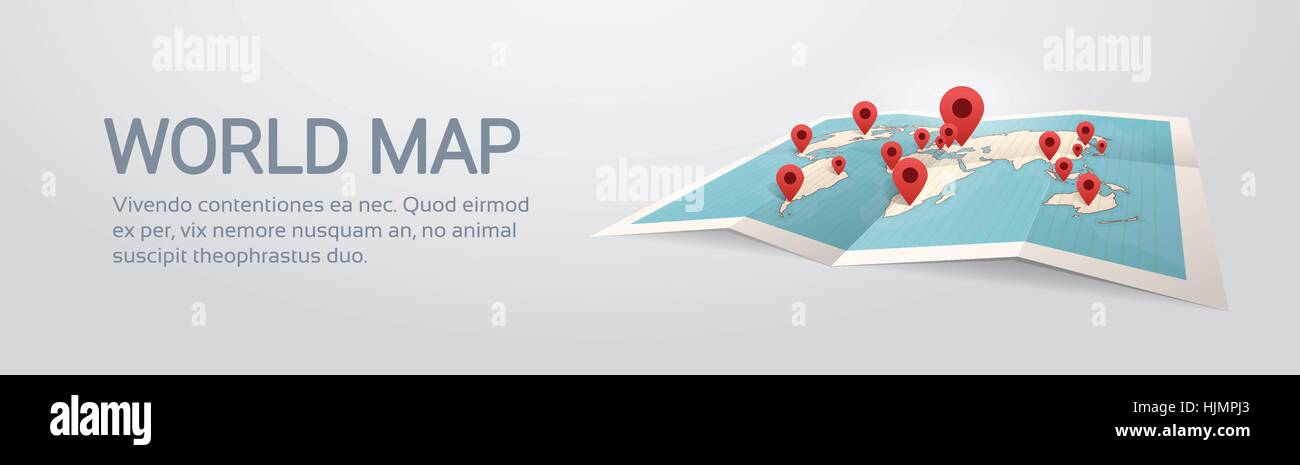 World Map Earth With Pins Travel Concept Stock Vector Image & Art - Alamy