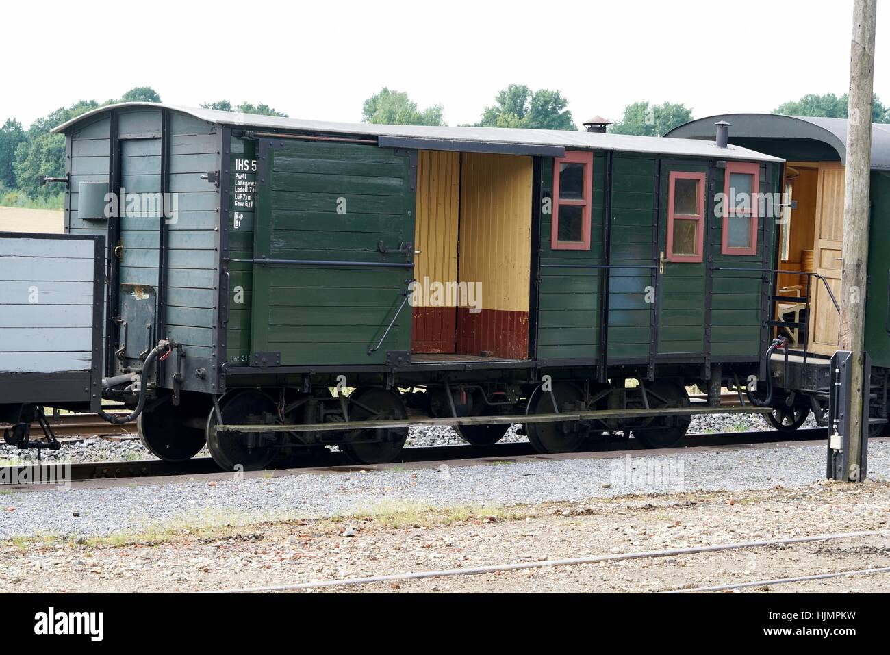 historical green carriage of a steam locomotive Stock Photo - Alamy