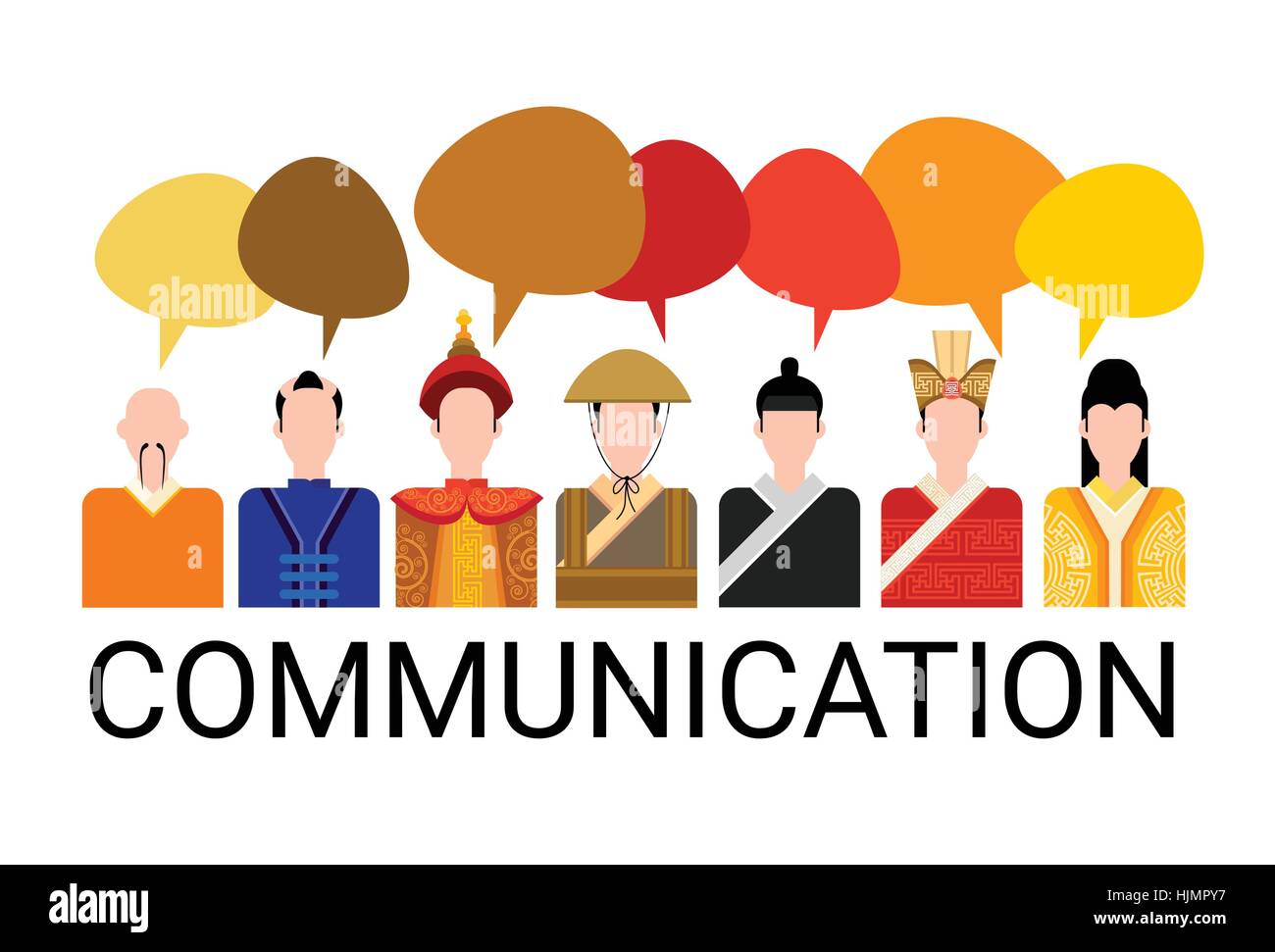 Asia People Group Chat Bubble Communication Concept, Asian Talking ...