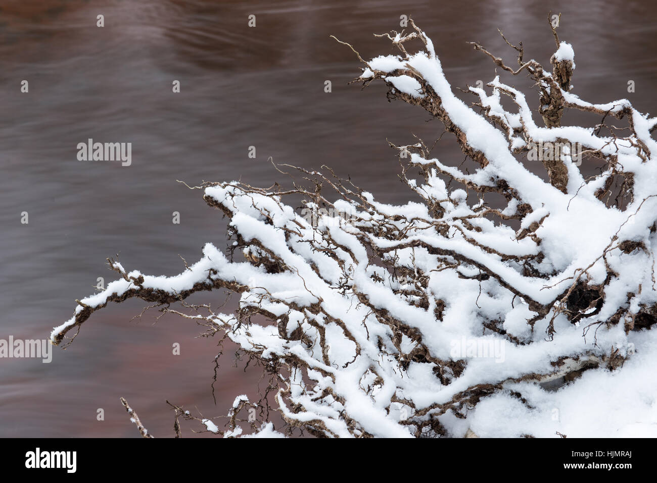 abstract frozen ice textures in the forest country river in winter ...