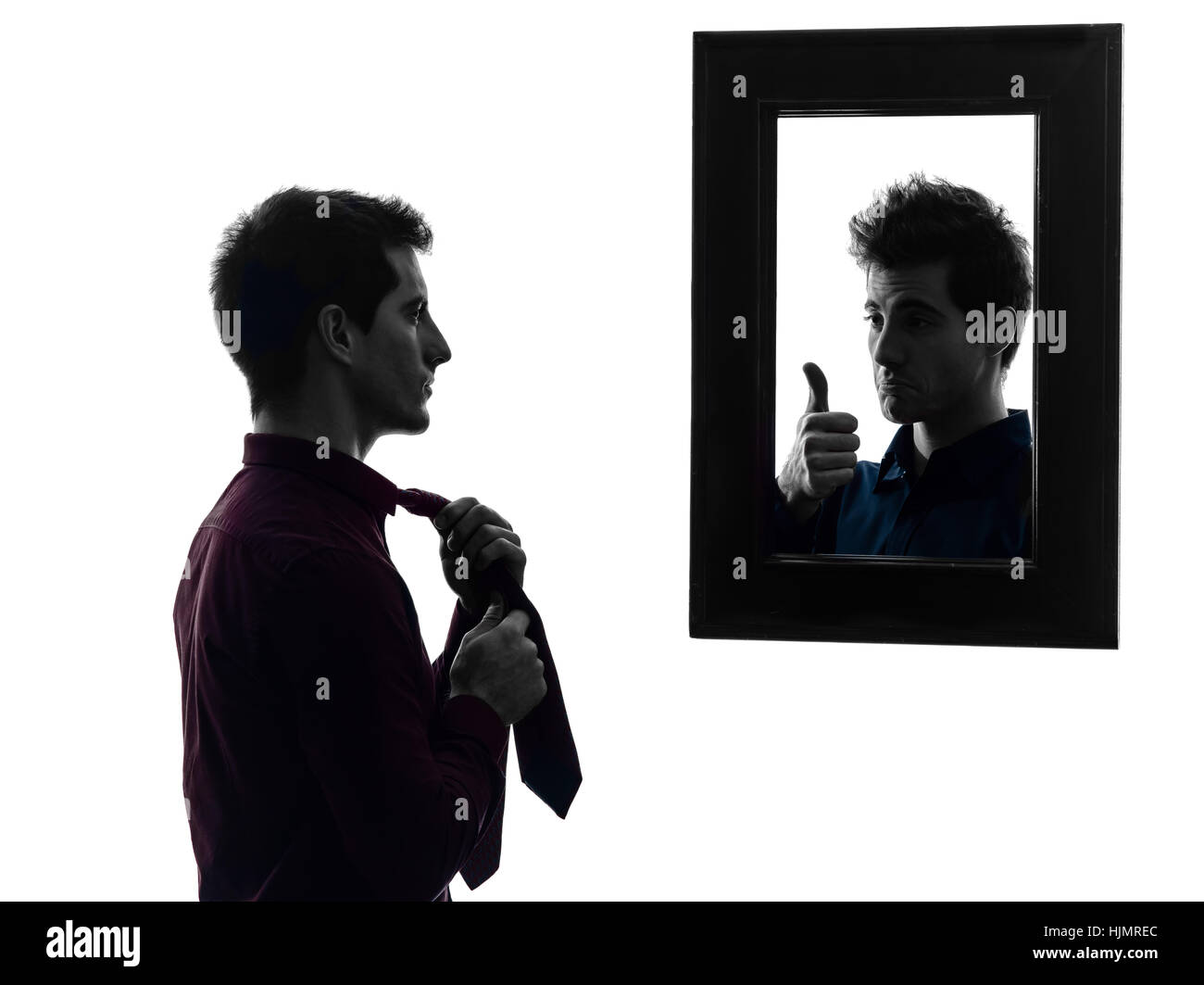 man in front of his mirror man in front of his mirror in shadow white ...